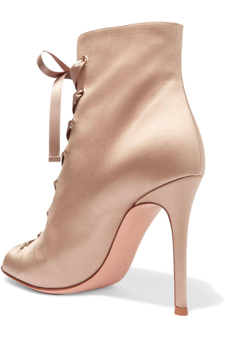 Gianvito Rossi NEW Champagne Gold Tie Evening Ankle Boots Booties For ...