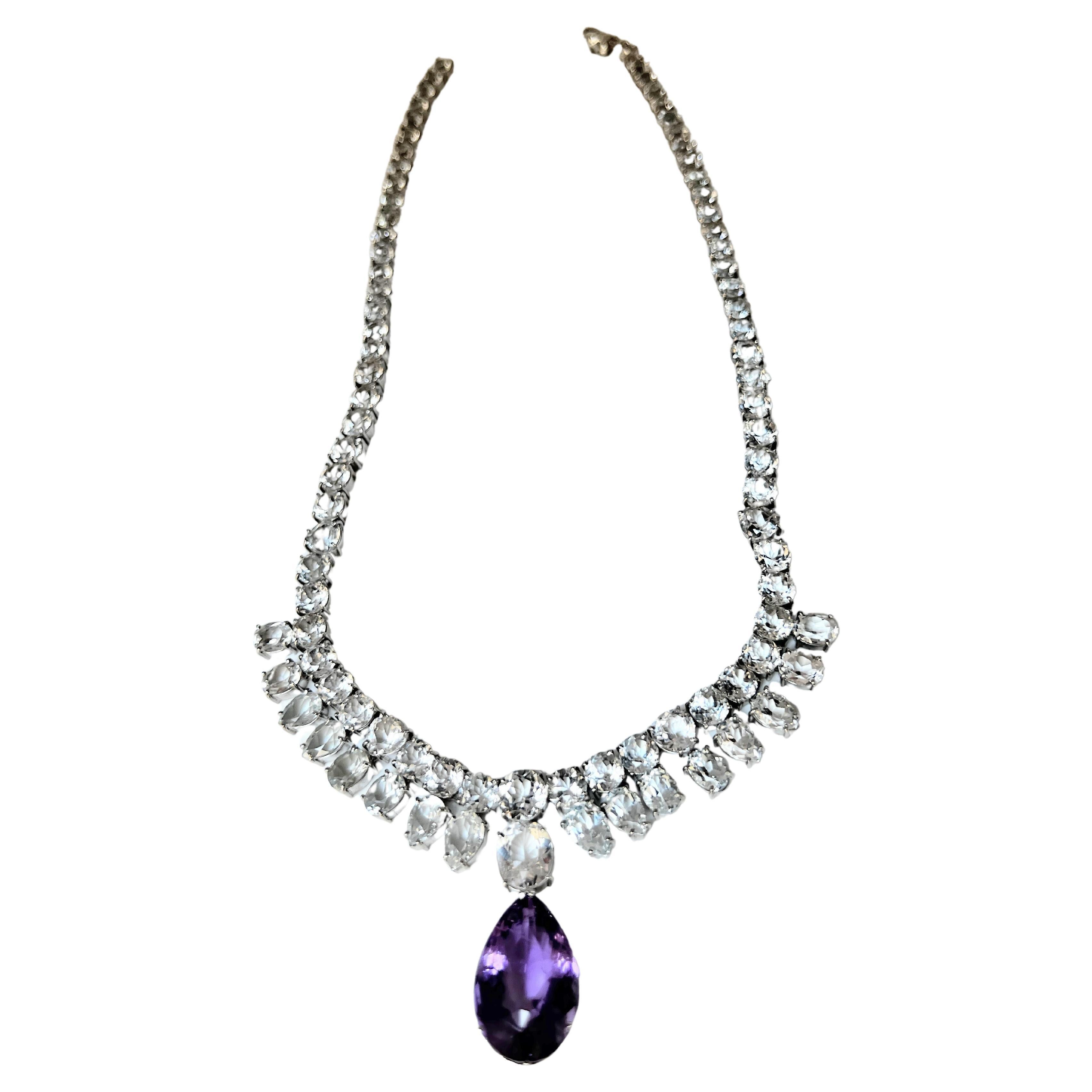 GIA Certified Pear Shape Drop Multi Shape All Diamond Platinum Necklace ...
