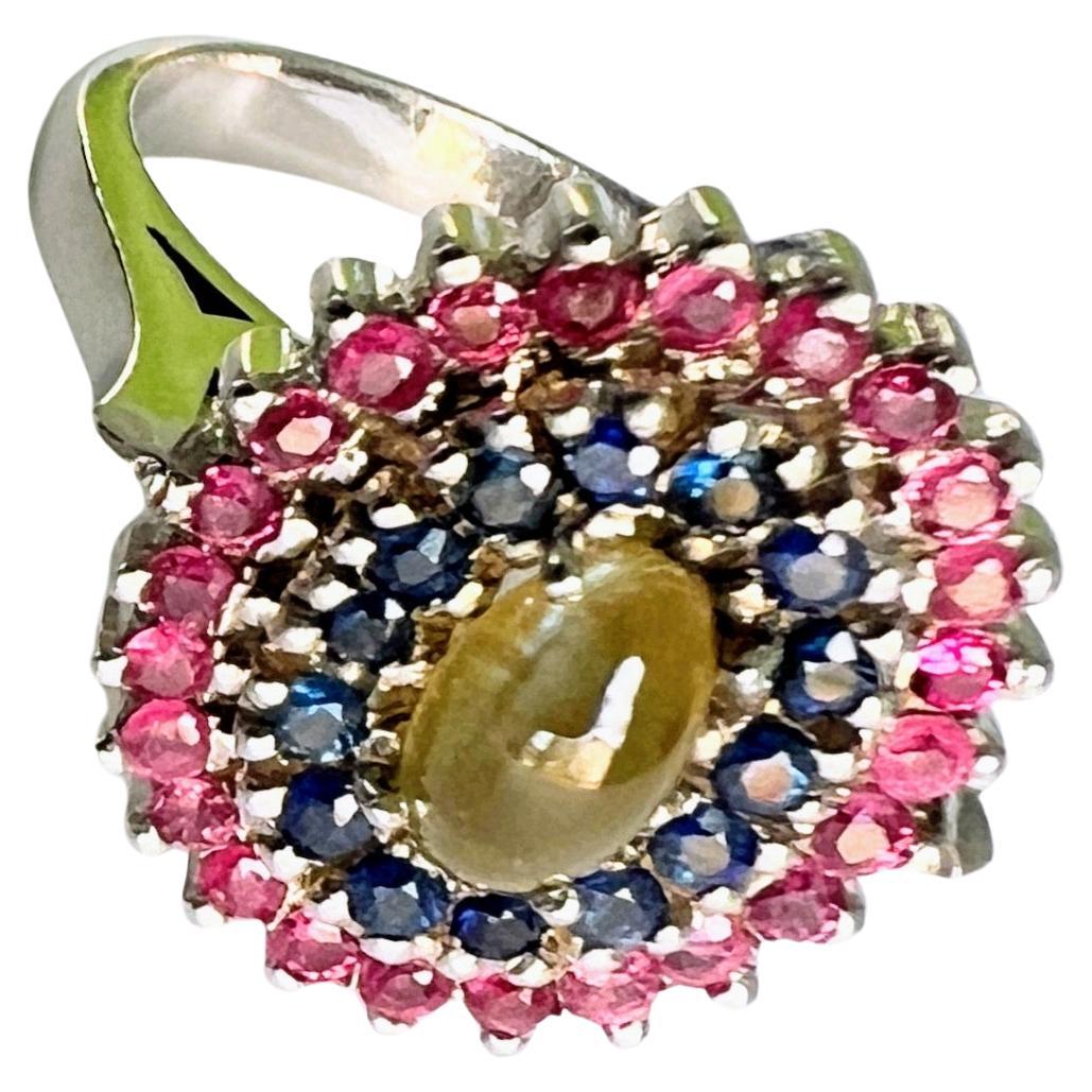 Vanadium Chrysoberyl and Pink Sapphire Ring For Sale at 1stDibs