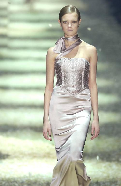 Tom Ford for Gucci Fall 2003 Champagne Silk Jersey Corset Gown size 38 ...