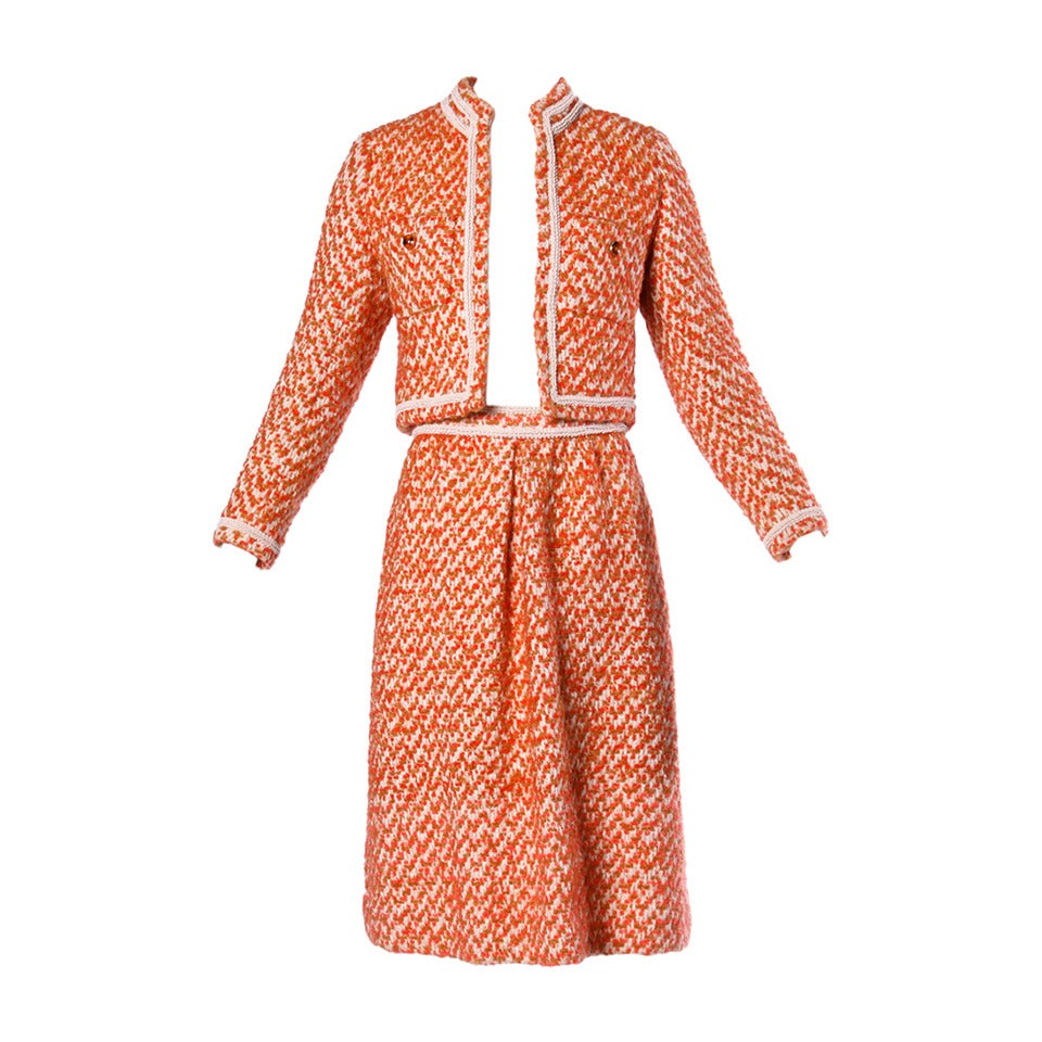 Nina Ricci Vintage 1960s 60s Couture Wool Silk Jacket + Skirt Suit Ensemble For Sale at 1stDibs ...