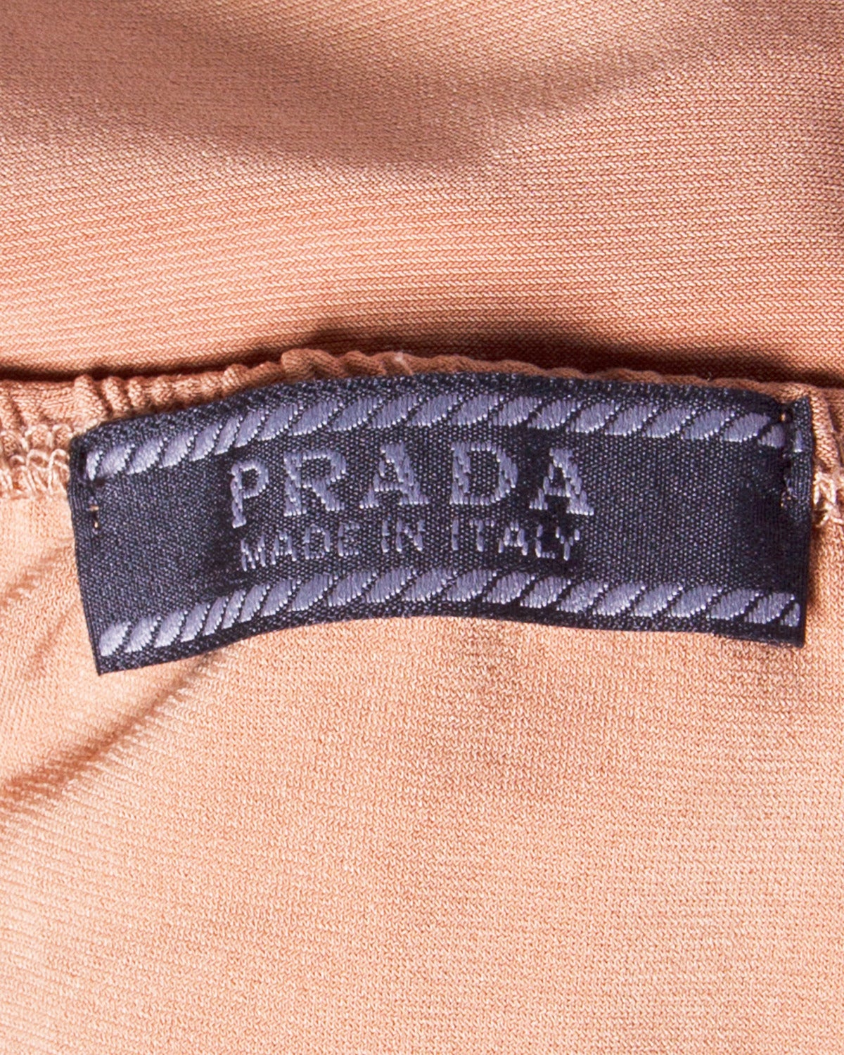 Unworn Prada Deadstock Tan Jersey Knit Open Back Halter Dress at 1stDibs