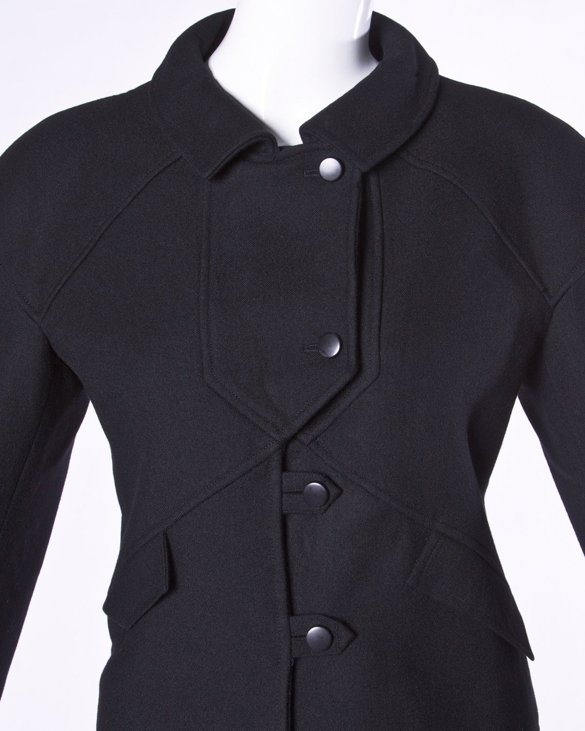 Gorgeous Courreges Vintage Black Wool Jacket + Skirt Suit Ensemble at ...