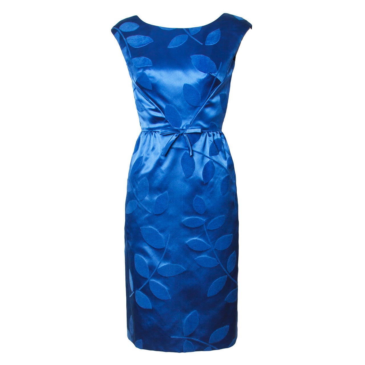 Vintage 1960s Blue Silk Satin Cocktail Dress At 1stdibs