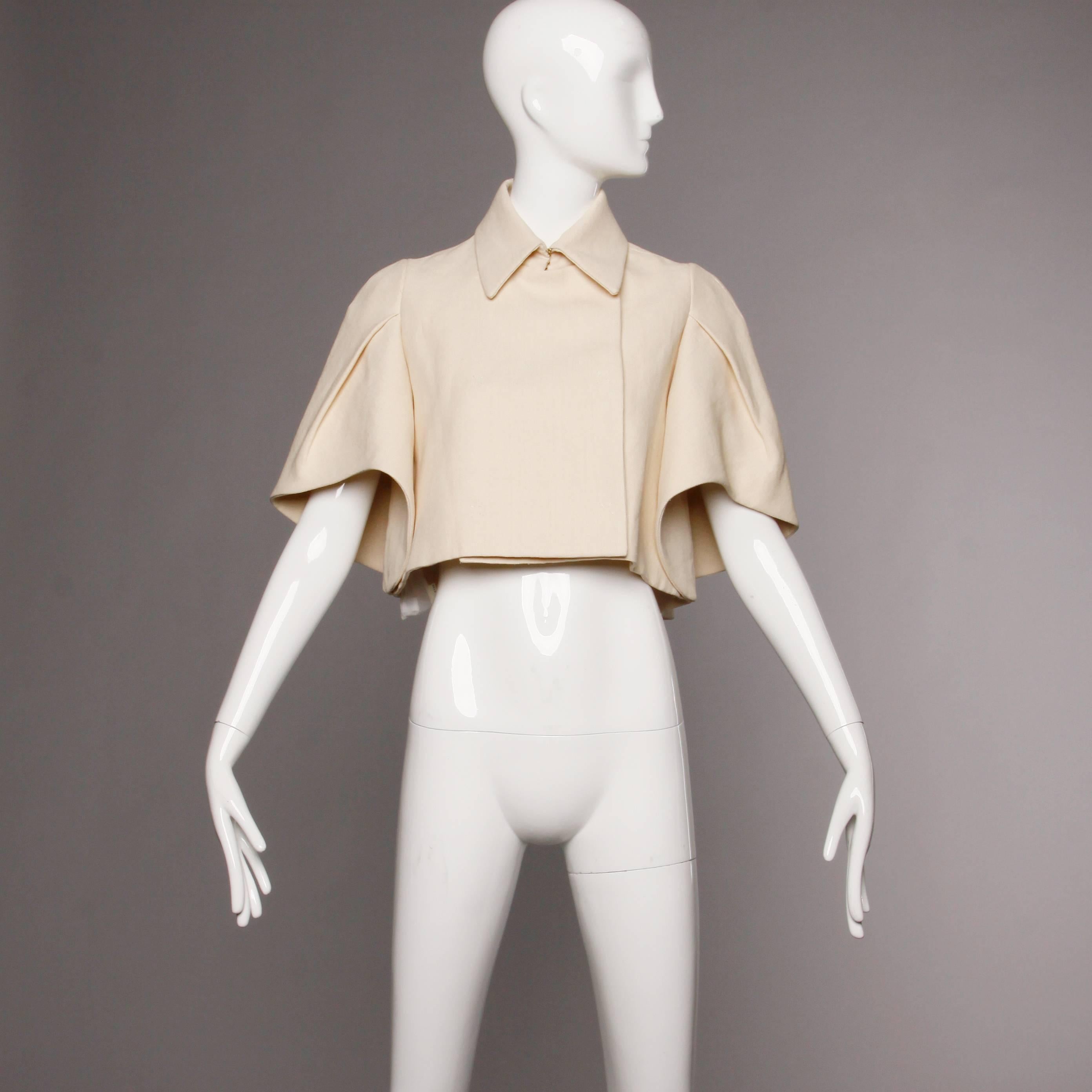 Delpozo Unworn with Tags Cream Paper Silk Architectural Cape Jacket at ...