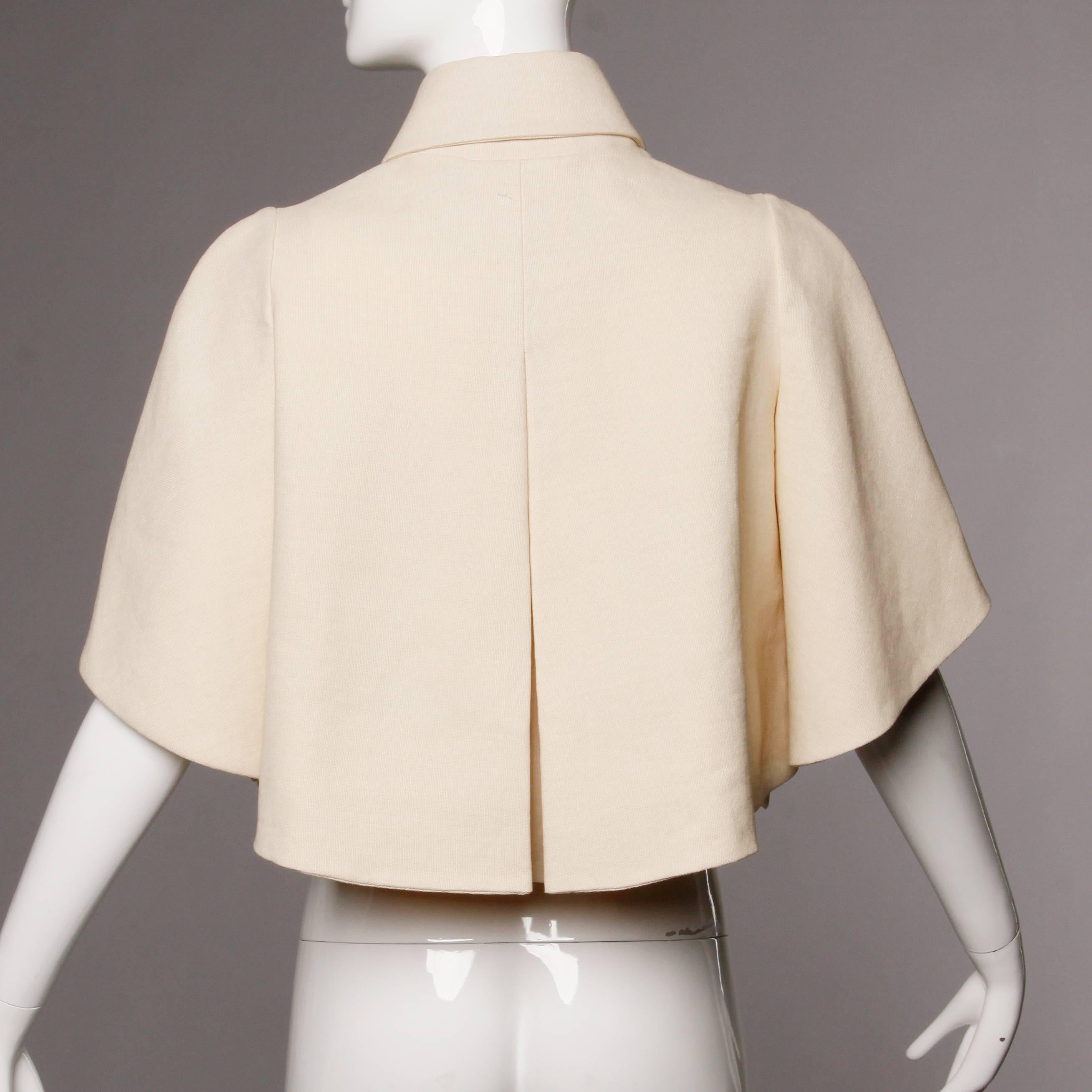 Delpozo Unworn with Tags Cream Paper Silk Architectural Cape Jacket at ...