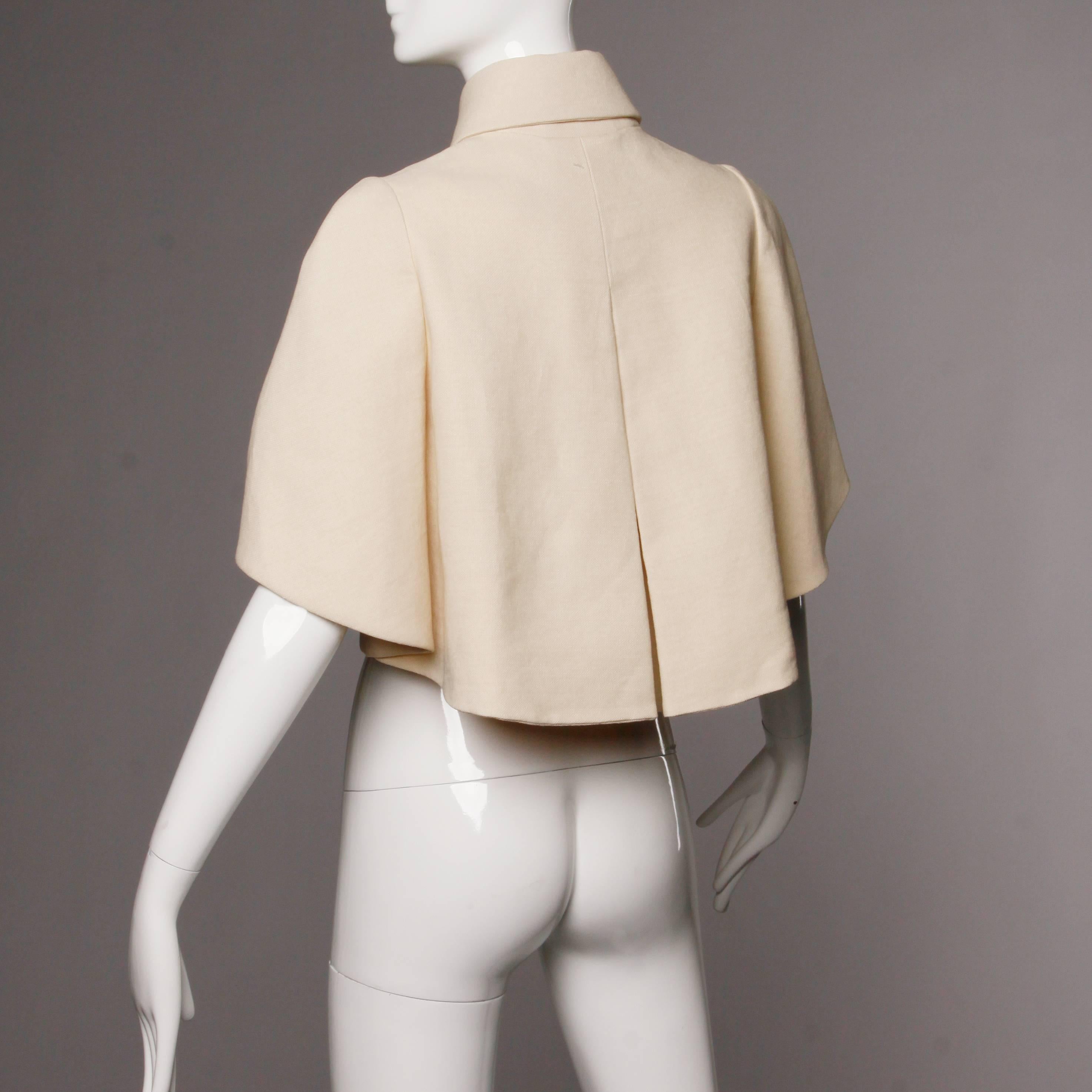 Delpozo Unworn with Tags Cream Paper Silk Architectural Cape Jacket at ...