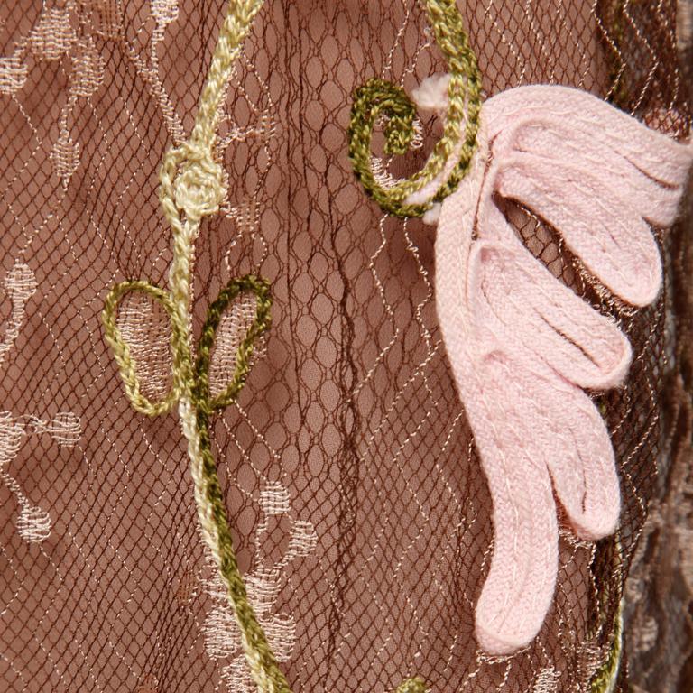 Capriccio Vintage Taupe Embroidered Flower Lace Dress with Scalloped ...