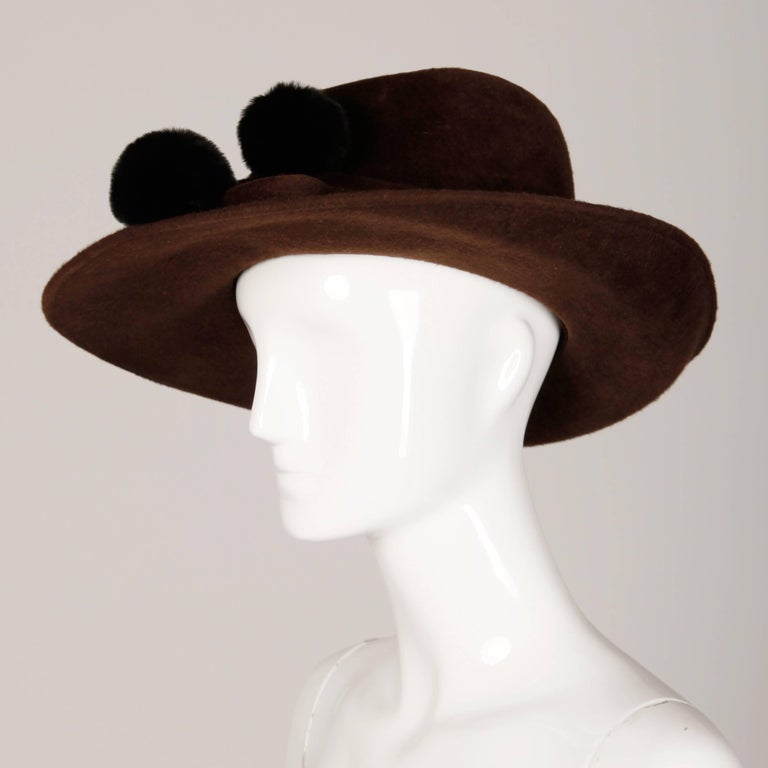 Unworn with Tags Bailey Tomlin Vintage Brown Wool Hat with Black Fur ...
