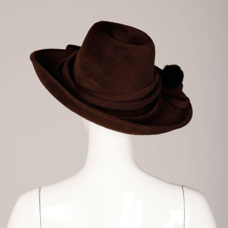 Unworn with Tags Bailey Tomlin Vintage Brown Wool Hat with Black Fur ...