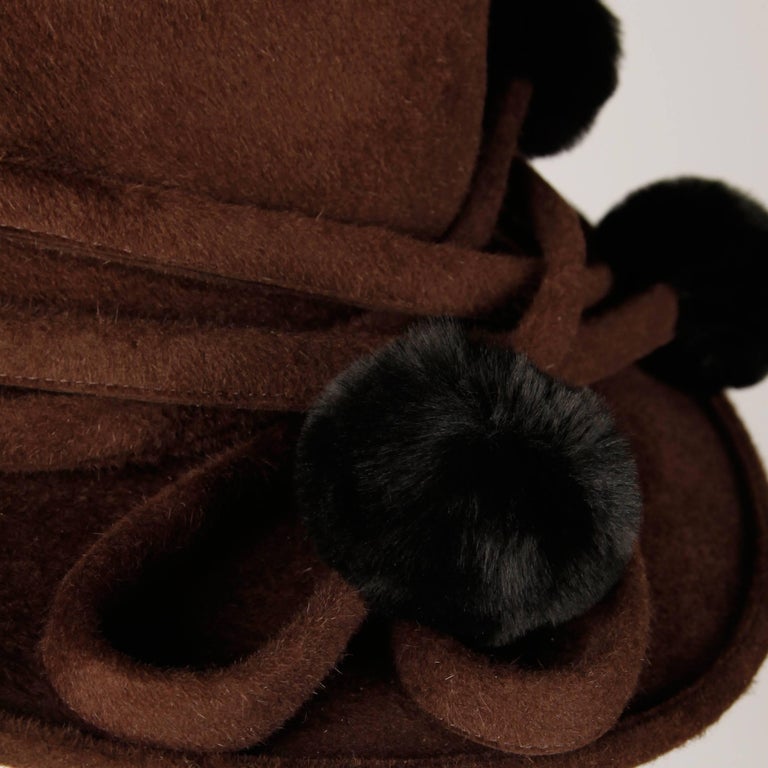 Unworn with Tags Bailey Tomlin Vintage Brown Wool Hat with Black Fur ...
