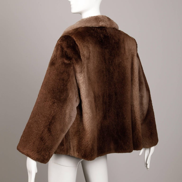 Incredibly Soft Vintage Brown Sheared Beaver Fur Swing Jacket or Coat ...