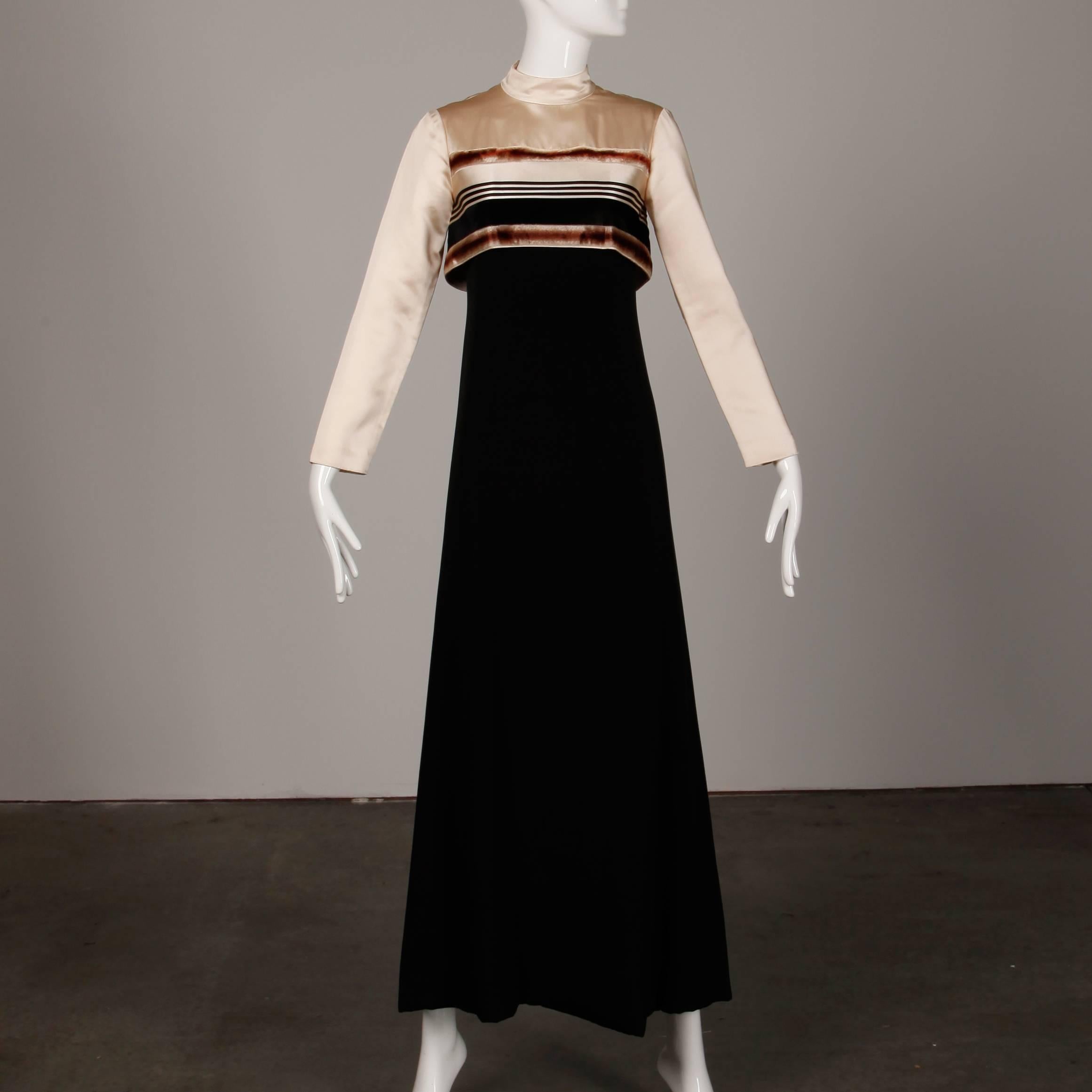 1960s George Halley Vintage Satin Evening Dress or Gown with Ombre Dyed ...