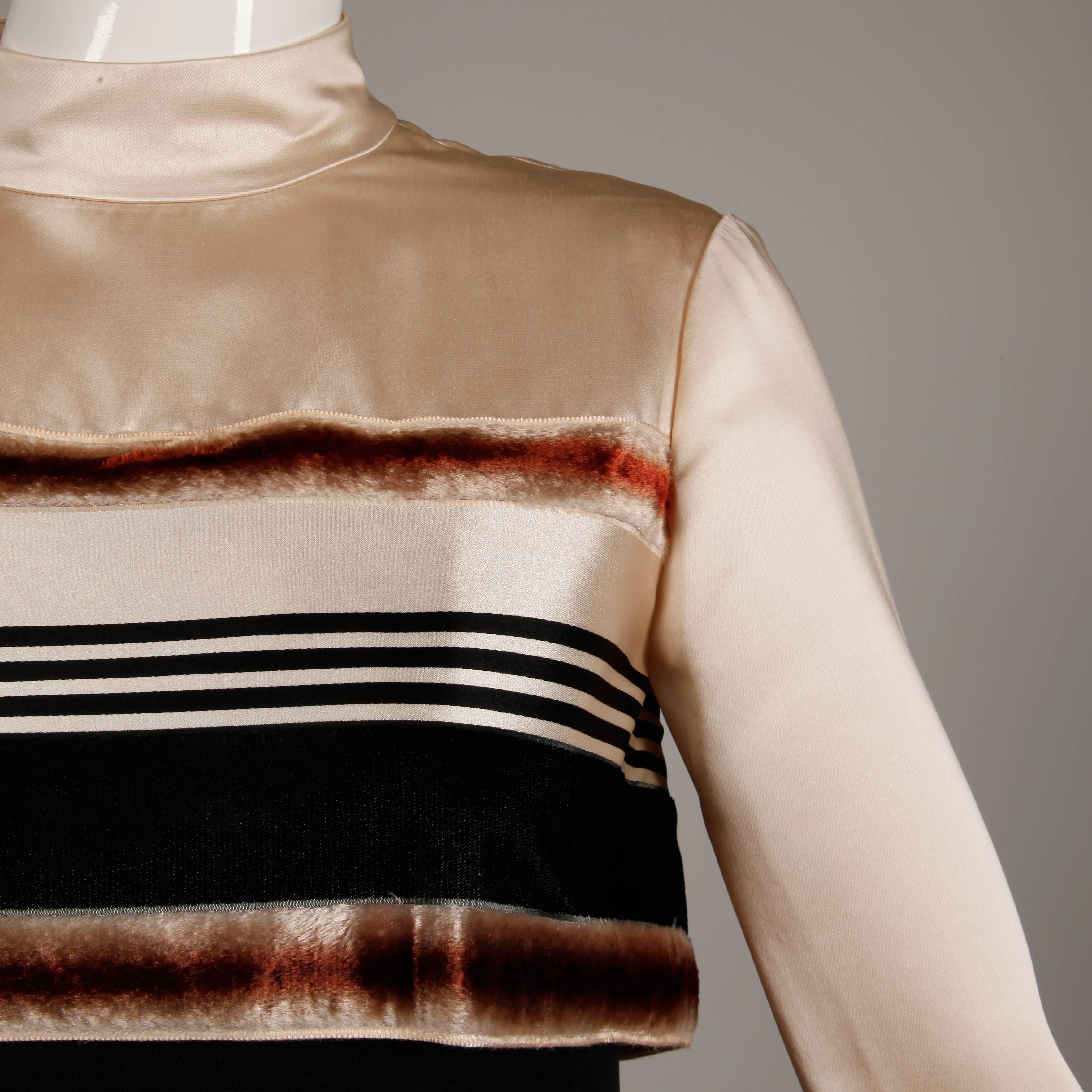 1960s George Halley Vintage Satin Evening Dress or Gown with Ombre Dyed ...