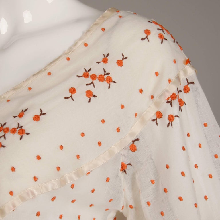 Chessa Davis for I. Magnin Vintage Cotton Embroidered Blouse Top or ...