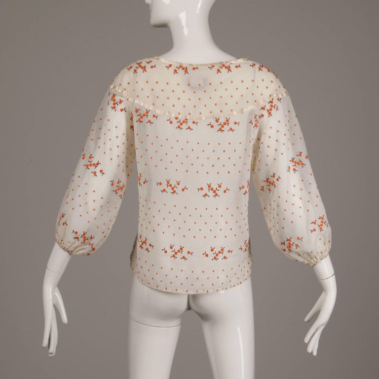 Chessa Davis for I. Magnin Vintage Cotton Embroidered Blouse Top or ...