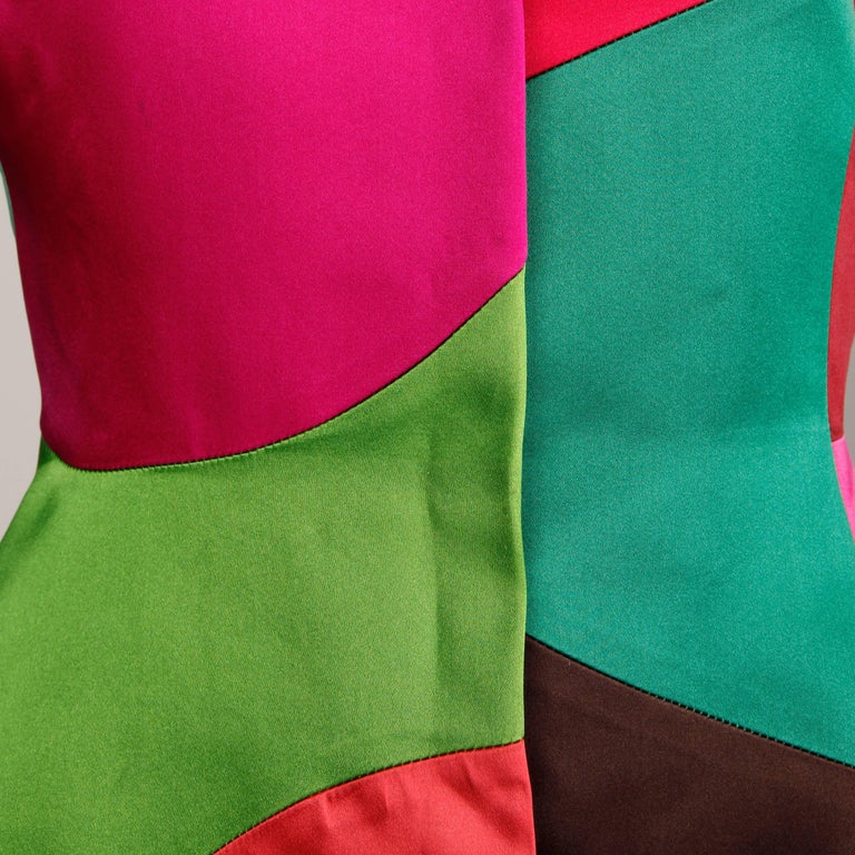 Oscar de la Renta Vintage Rainbow Color Block Silk Evening Jacket ...