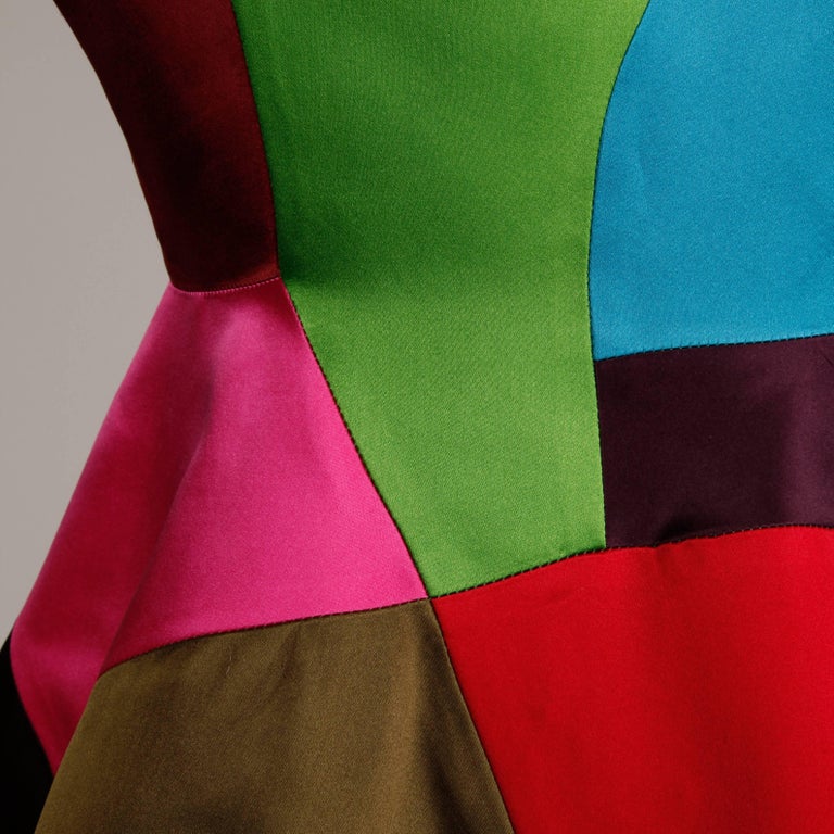 Oscar de la Renta Vintage Rainbow Color Block Silk Evening Jacket ...