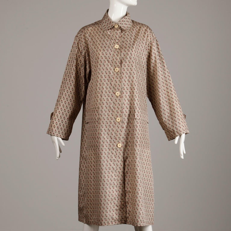 Gucci Vintage Monogram Horsebit Print Coat / Raincoat / Duster, 1970s ...