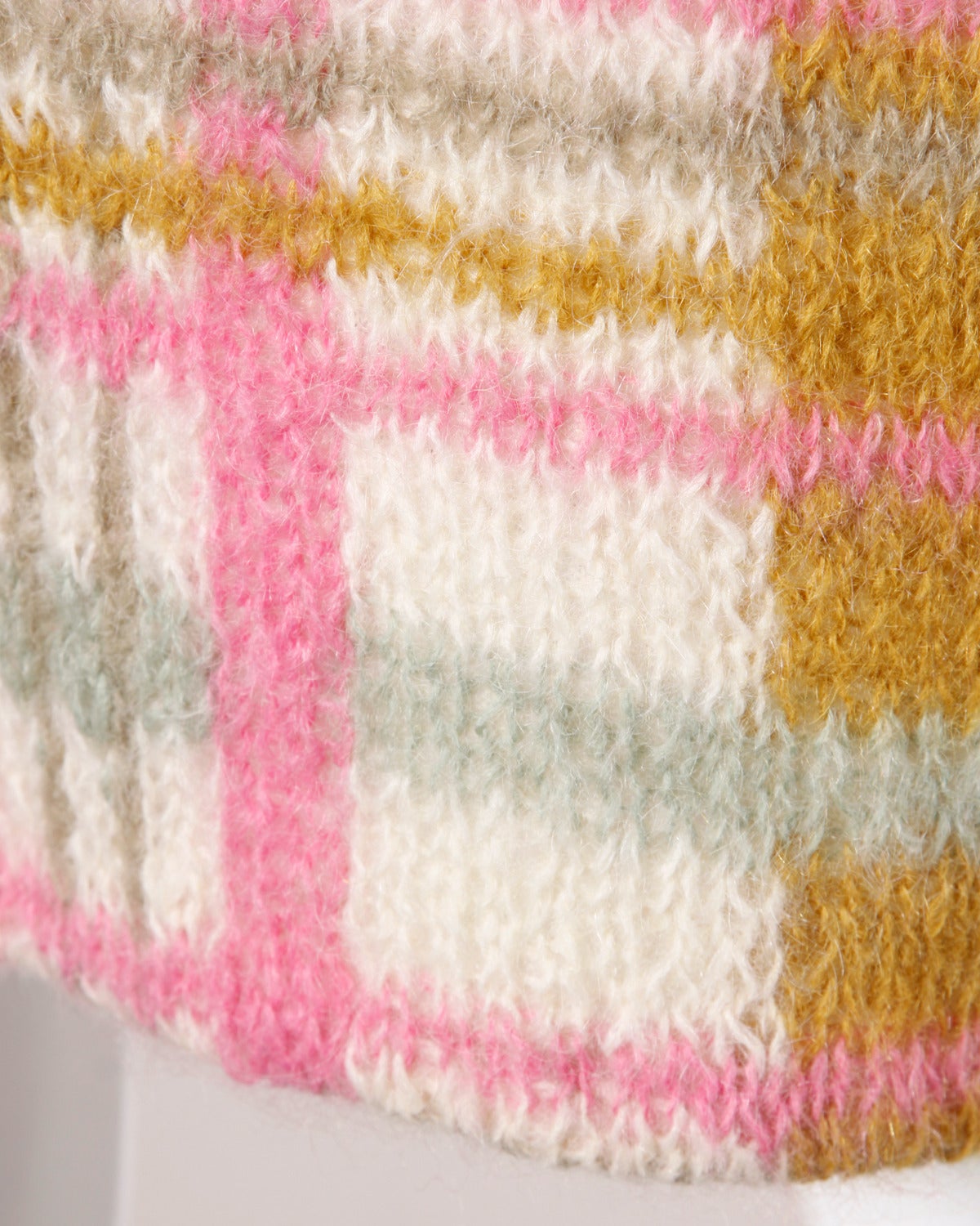 1960s Vintage Hand Knit Italian Wool Candy Colored Plaid Shift Dress at ...