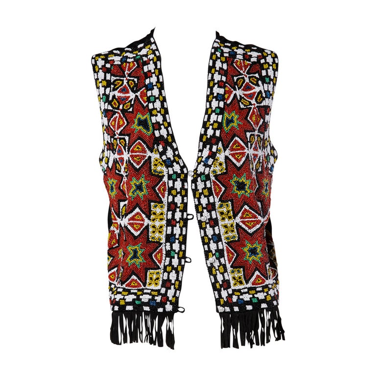 Hand-Made Heavy Vintage Native American Style Seed Beaded Vest at ...