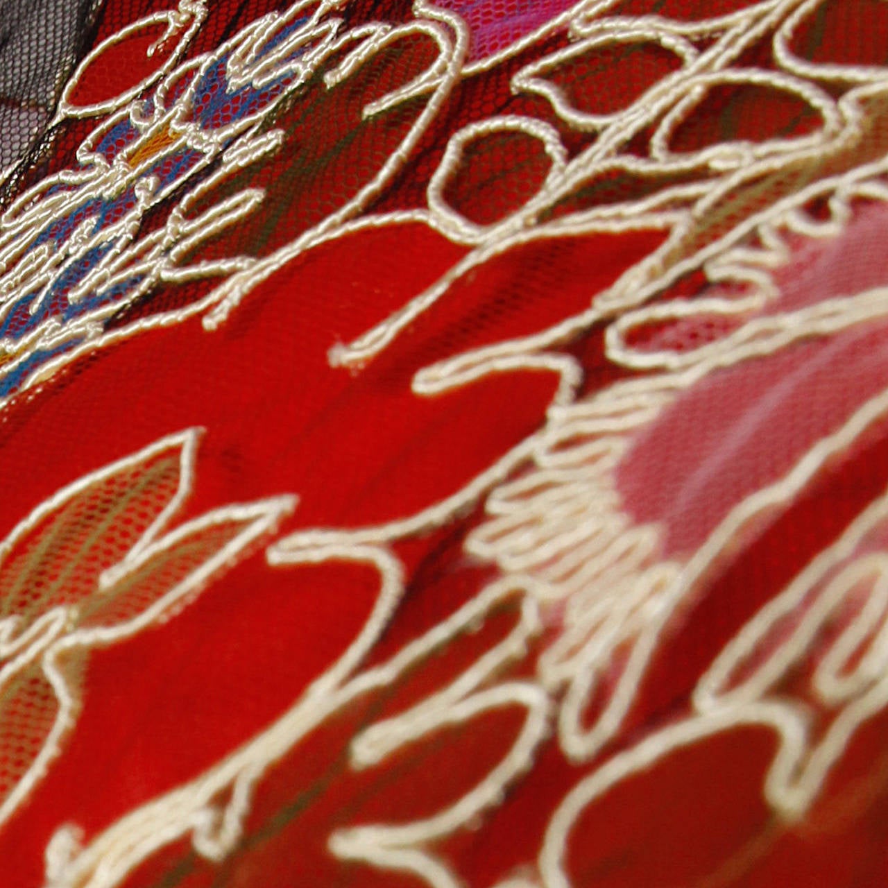 Donald Brooks Unworn Vintage 1970s Hand Painted Tulle Embroidered Dress ...