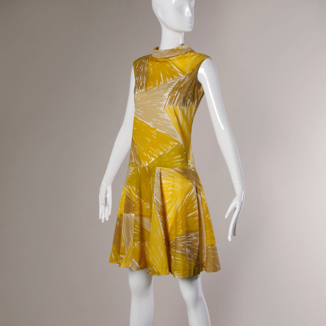 Vera Neumann Vintage 1960s Yellow Mod Painterly Print Mini Dress at ...