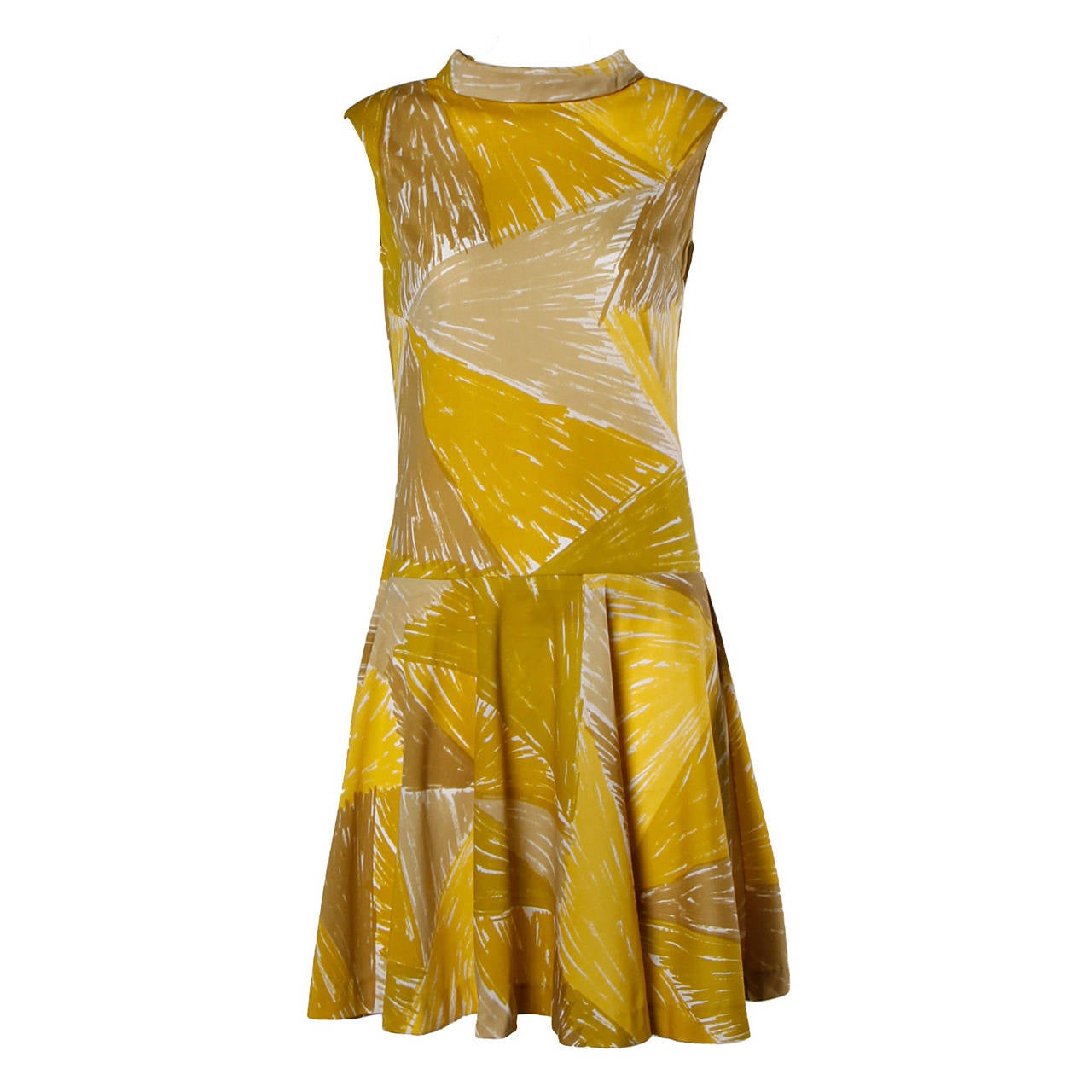 Vera Neumann Vintage 1960s Yellow Mod Painterly Print Mini Dress at ...