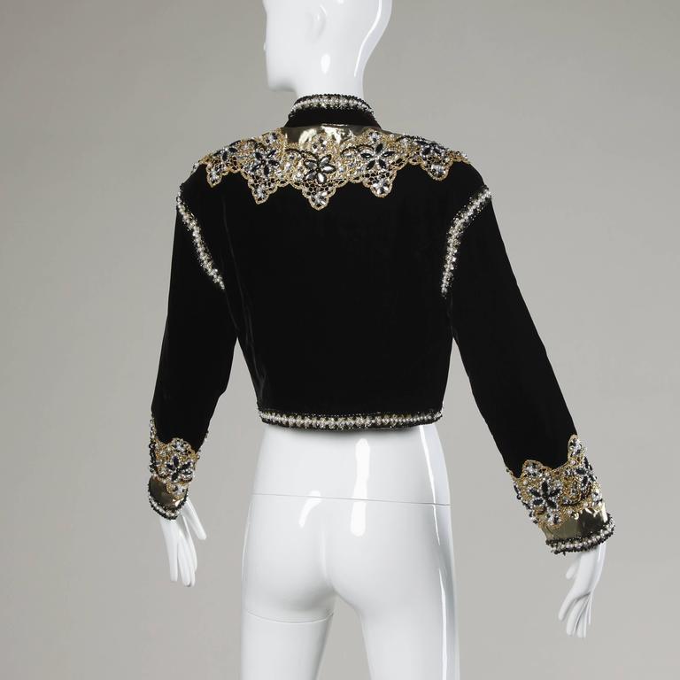 Vintage Heavily Beaded Metallic Gold + Black Velvet Matador Trophy ...