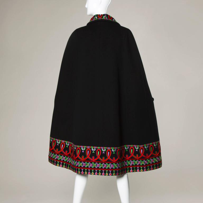 1960s Vintage Wool Hand Embroidered Cape Coat at 1stDibs | vera wang ...