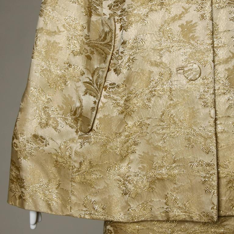 1960s Gold Brocade Cape + Dress 2-Piece Ensemble at 1stDibs