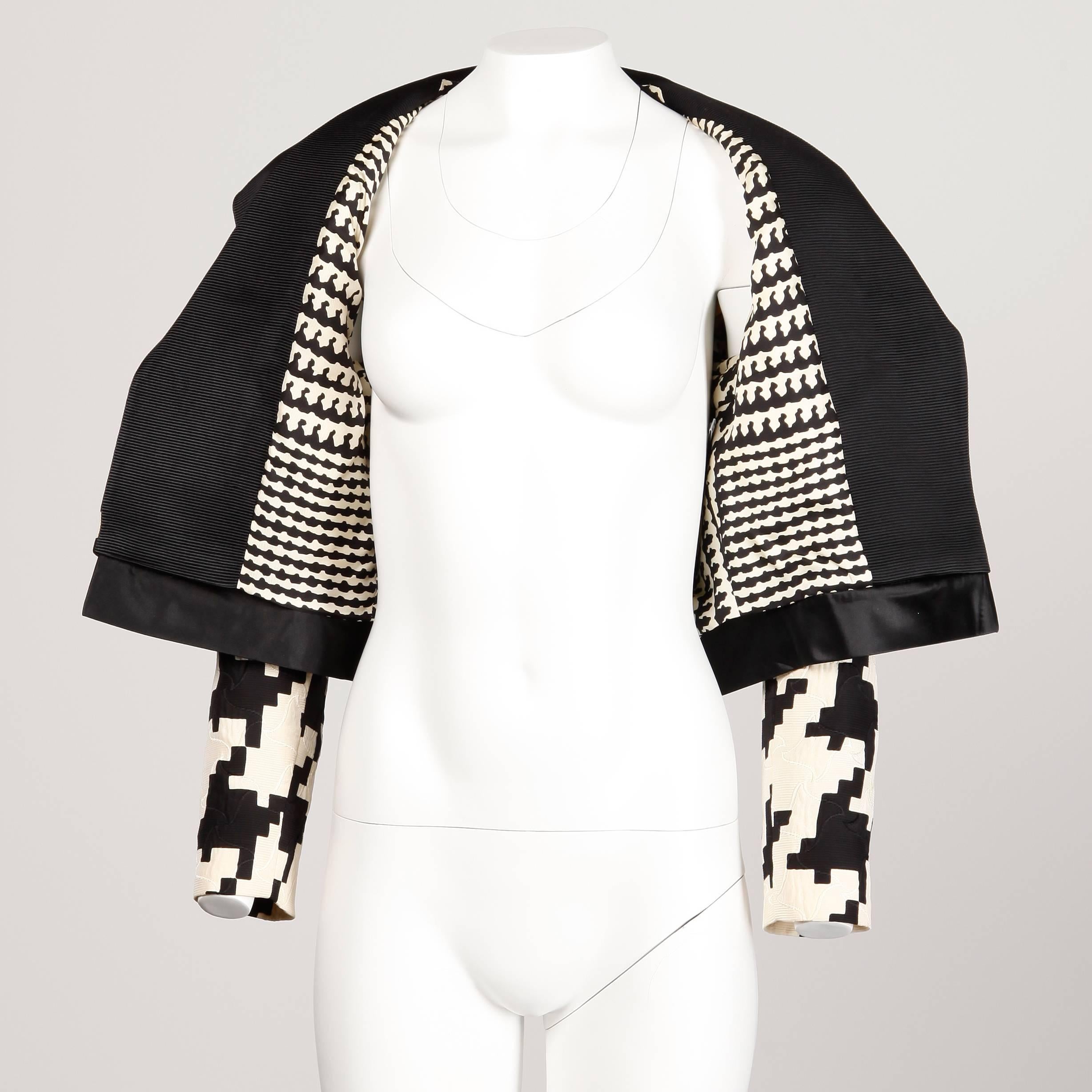 Genny by Vesace Vintage 1990s Silk + Wool Houndstooth Print Jacket For ...