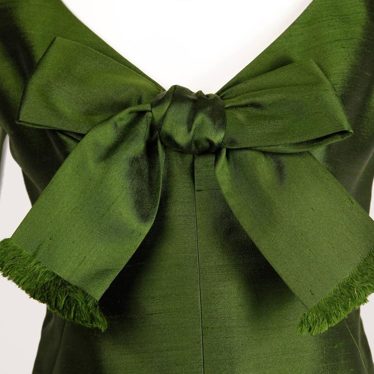 Nan Duskin 1960s Vintage Olive Green Silk Shantung Maxi Dress at ...