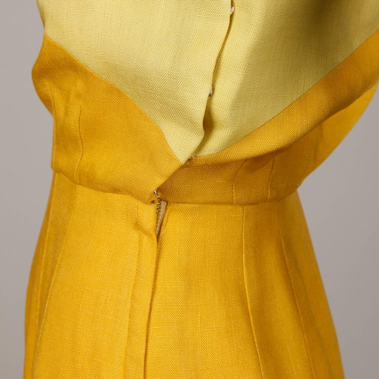 Estevez Vintage Yellow Linen Color Block Sheath Dress, 1960s For Sale ...