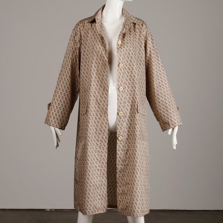 Gucci Vintage Monogram Horsebit Print Coat / Raincoat / Duster, 1970s ...