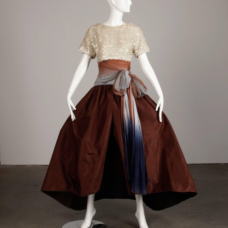 Peter Keppler Vintage Evening Gown/ Dress- Hand Dyed Ombre Silk ...