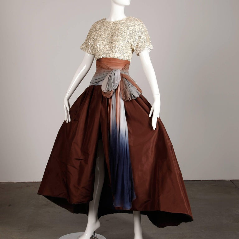 Peter Keppler Vintage Evening Gown/ Dress- Hand Dyed Ombre Silk ...