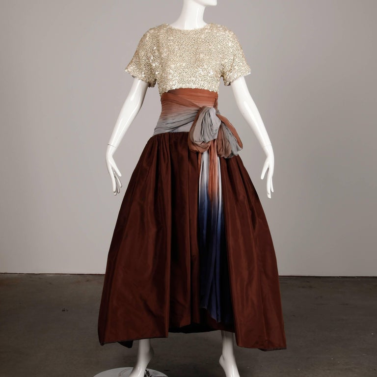 Peter Keppler Vintage Evening Gown/ Dress- Hand Dyed Ombre Silk ...