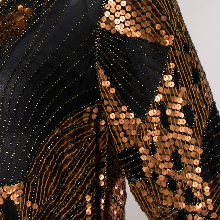 Unworn Vintage Metallic Sequin + Beaded Silk Flapper Dress with ...