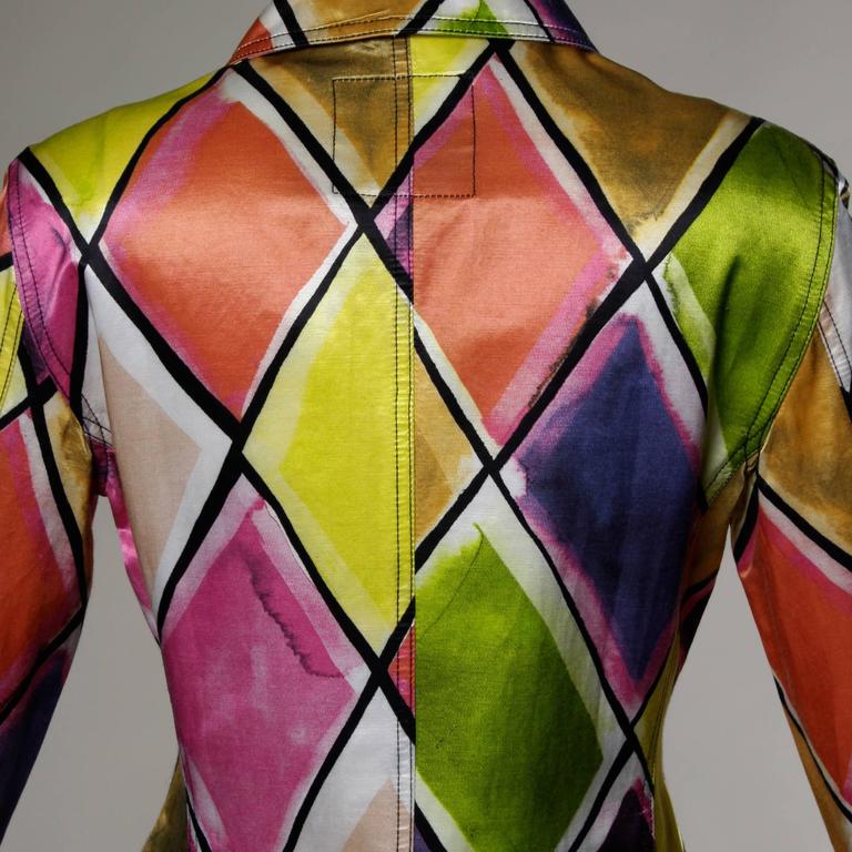 Moschino Jeans Vintage 90s Harlequin Print Blazer Jacket at 1stDibs ...