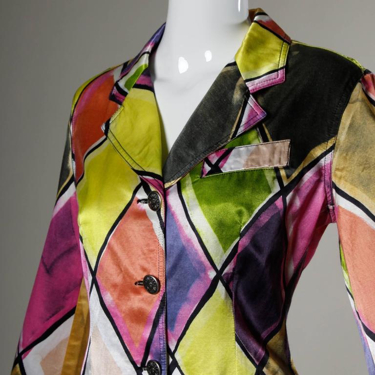 Moschino Jeans Vintage 90s Harlequin Print Blazer Jacket at 1stDibs ...