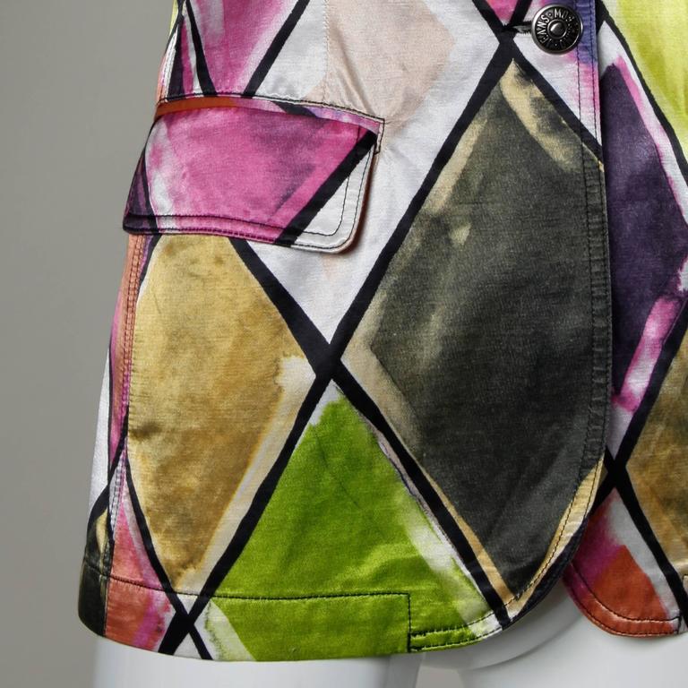 Moschino Jeans Vintage 90s Harlequin Print Blazer Jacket at 1stDibs ...