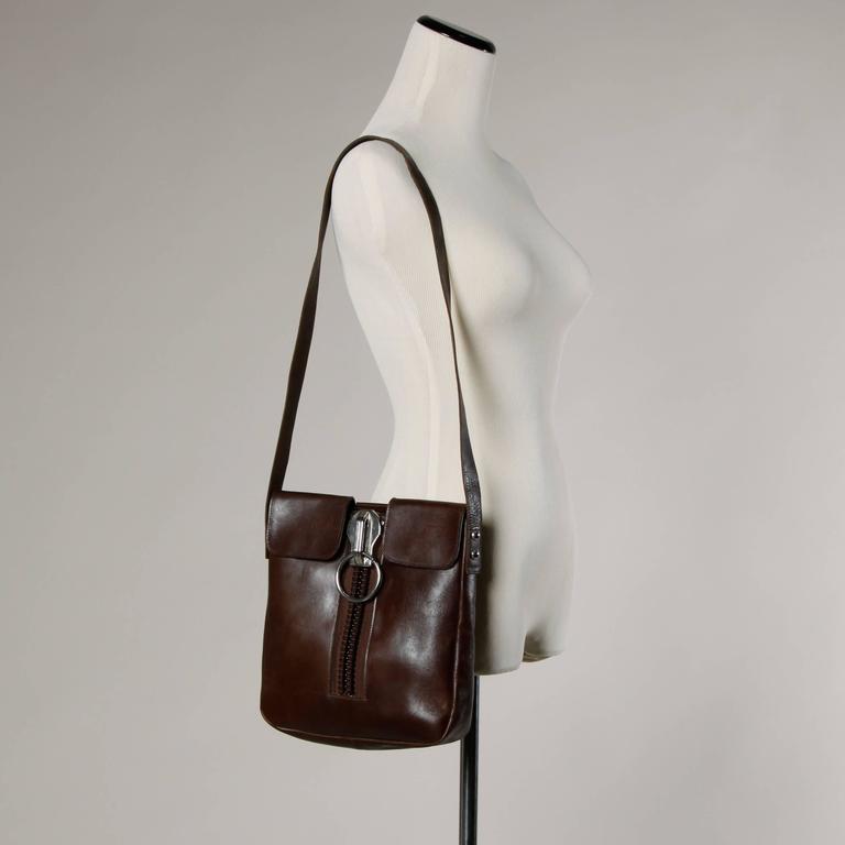 1960s Paco Rabanne Vintage Leather Crossbody Bag with Oversized Metal ...