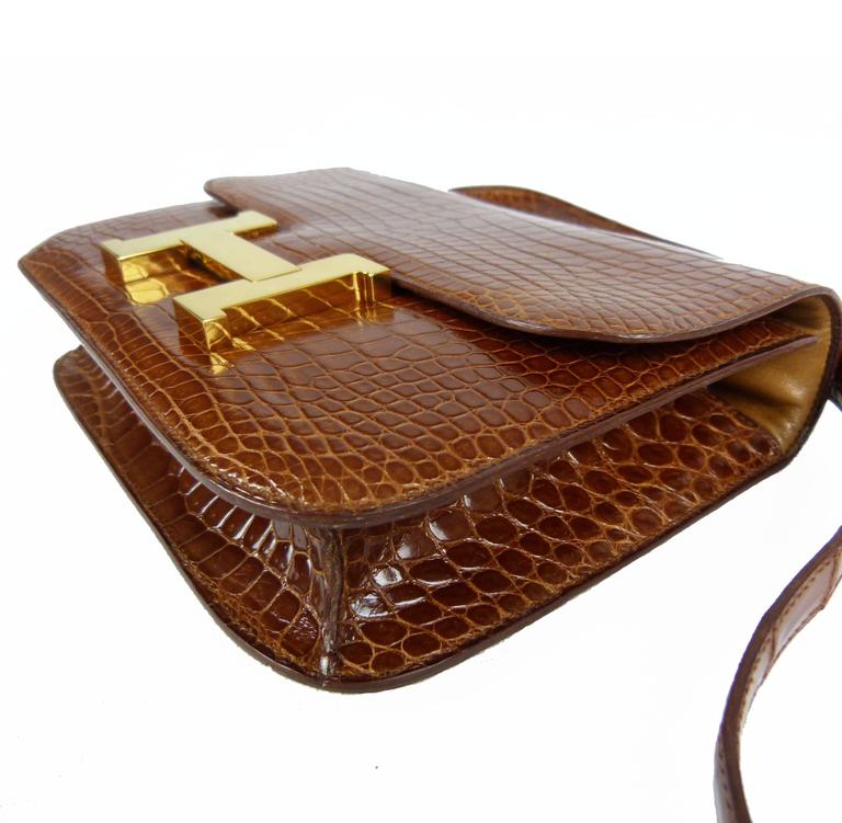 Hermes Brown Constance crocodile 23Cm Bag For Sale at 1stDibs