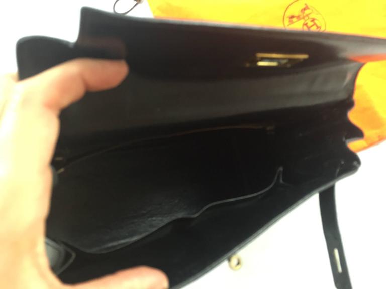 Hermes Kelly 28 Black Box Bag at 1stDibs