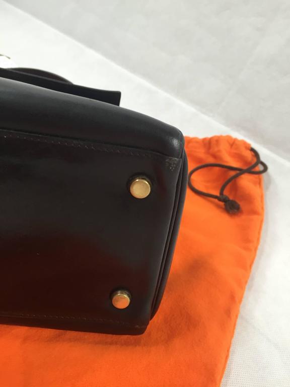 Hermes Kelly 28 Black Box Bag at 1stDibs