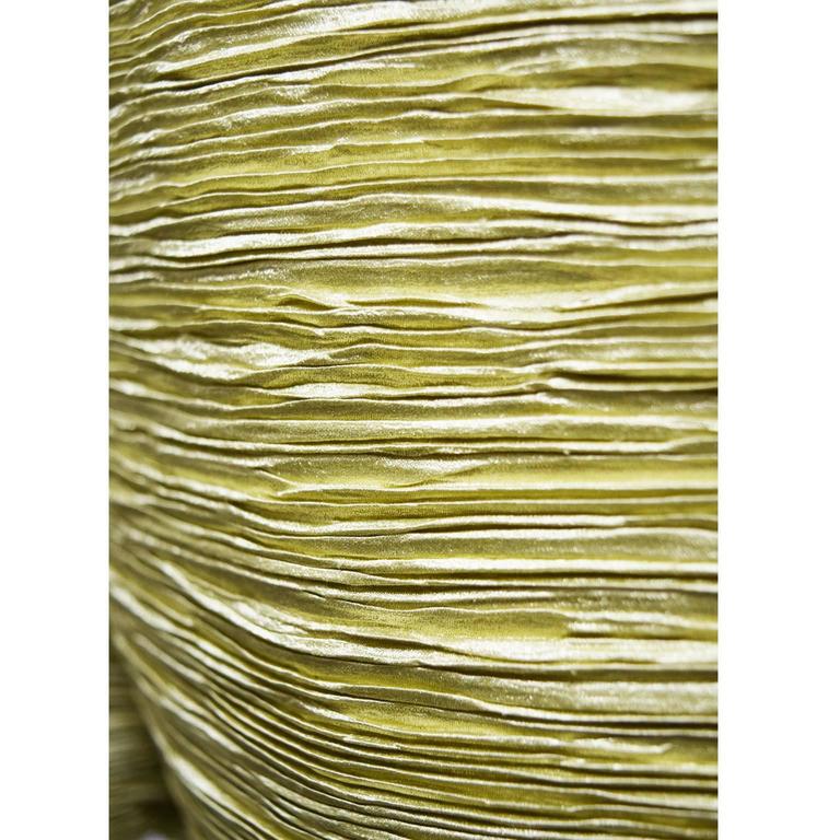 Mary McFadden Silk Pleated Muted Chartreuse Sheath Dress For Sale at ...