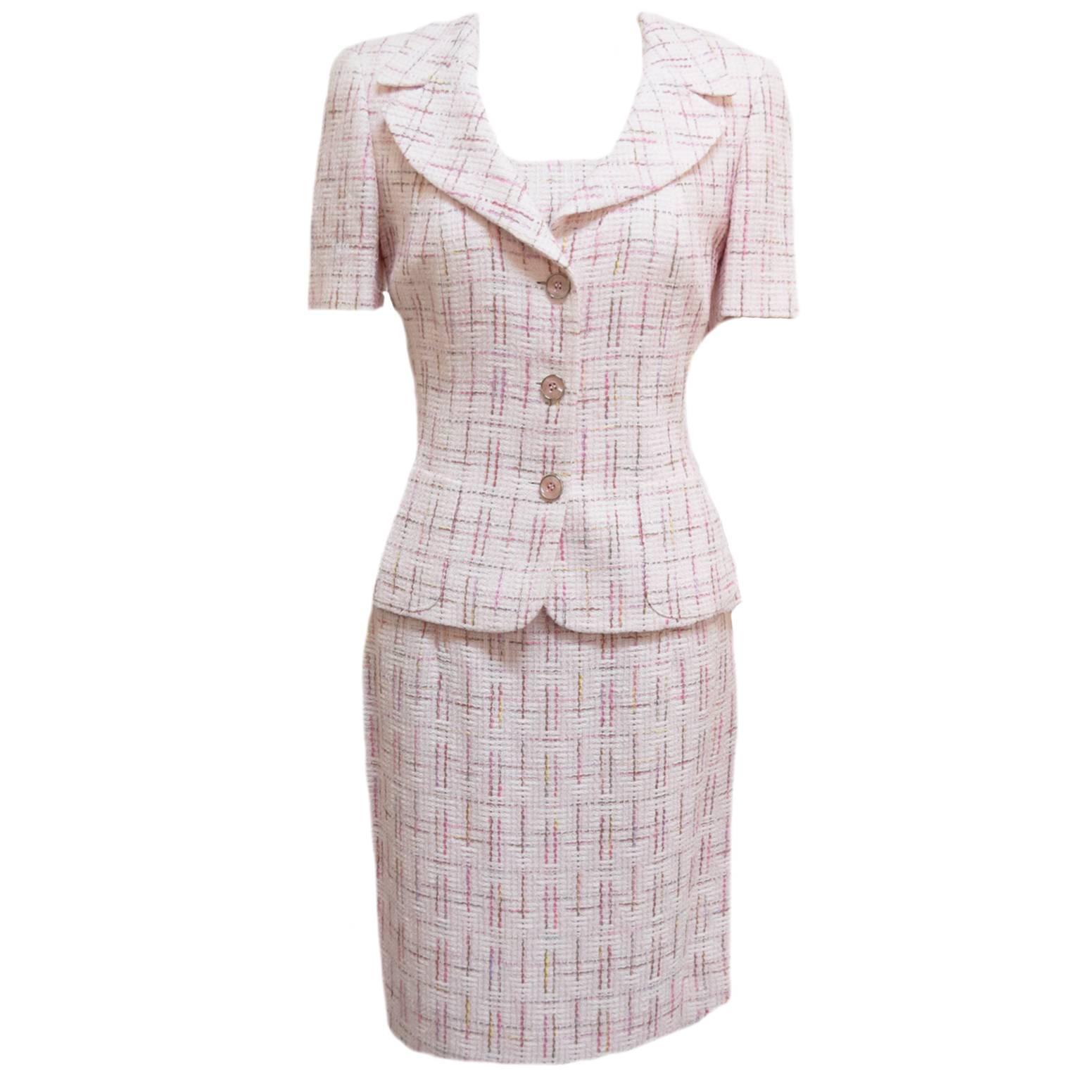 Escada Tweed Dress Jacket Ensemble For Sale at 1stDibs