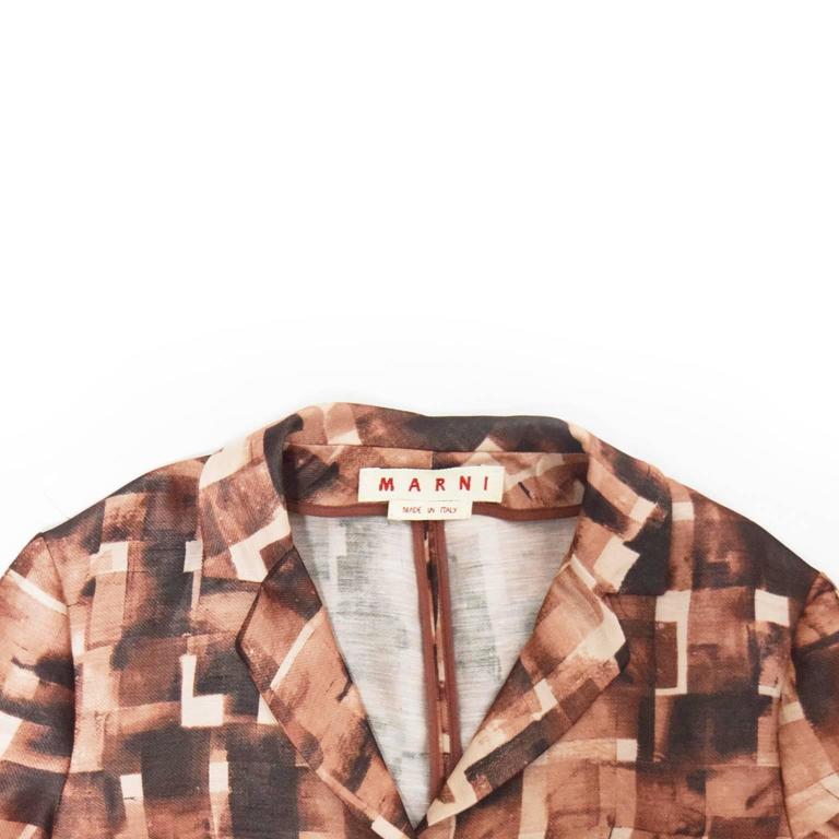 Mari Brick Red Abstract Plaid Print Silk Jacket For Sale at 1stDibs