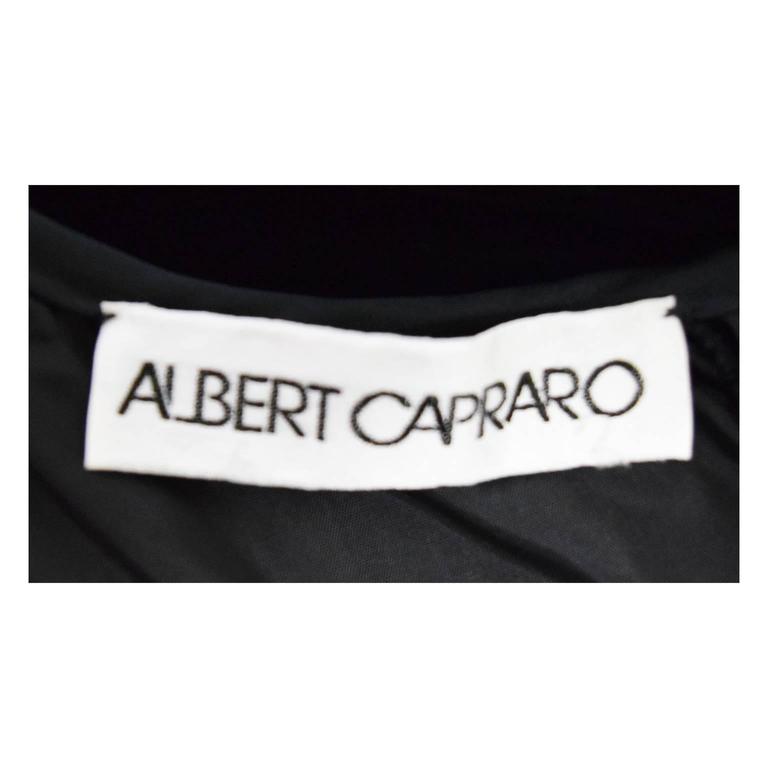 Albert Capraro Black Velvet Empire Waist Dress with Peasant Sleeves For Sale at 1stDibs